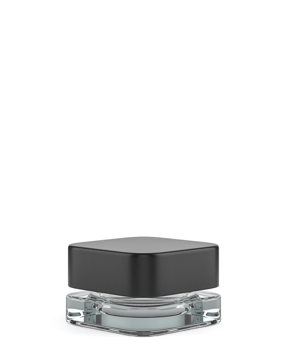 Child Resistant Qube Square Clear Small Glass Jar with Lid